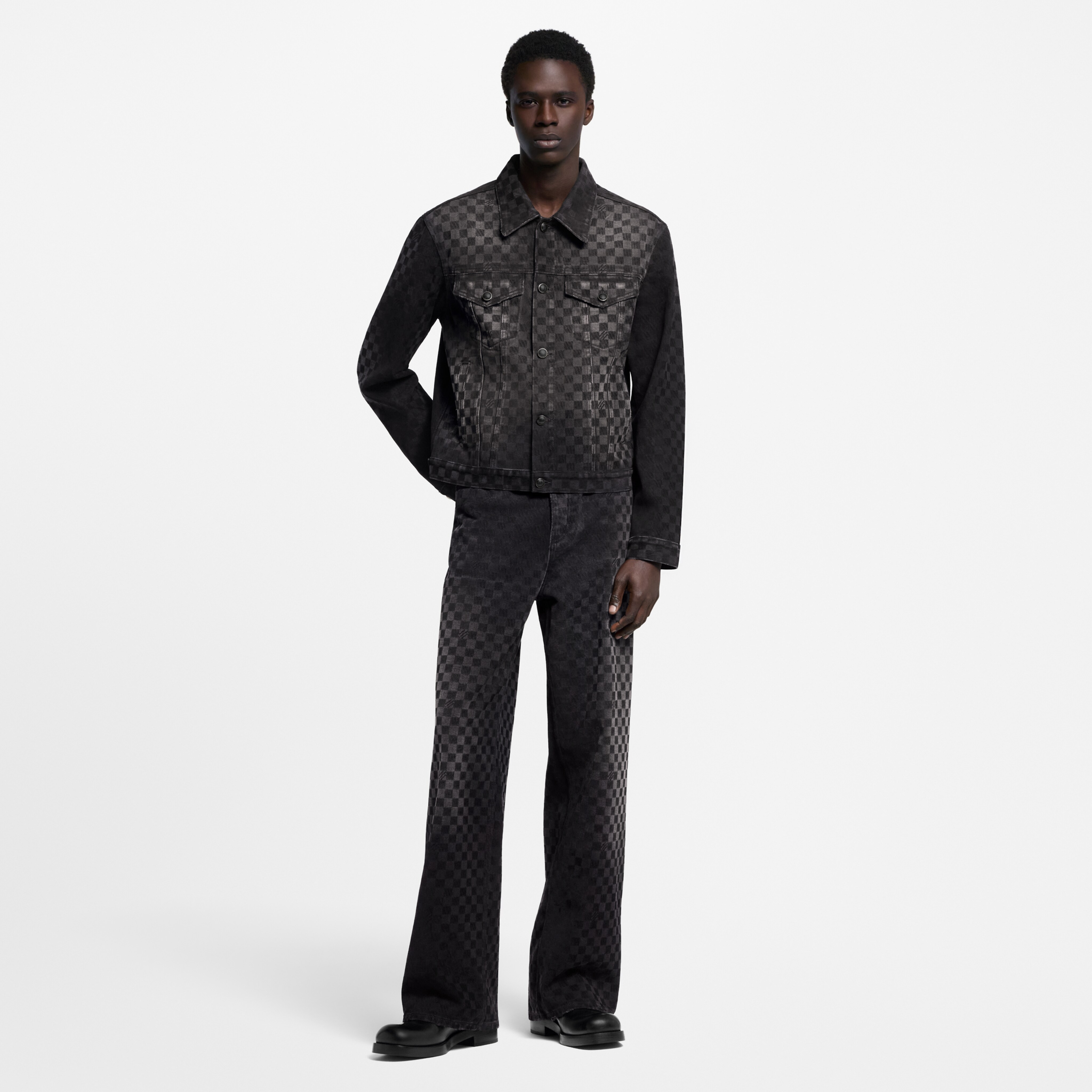Flocked Damier Denim Wide-Leg Pants - Men - Ready-to-Wear | LOUIS VUITTON